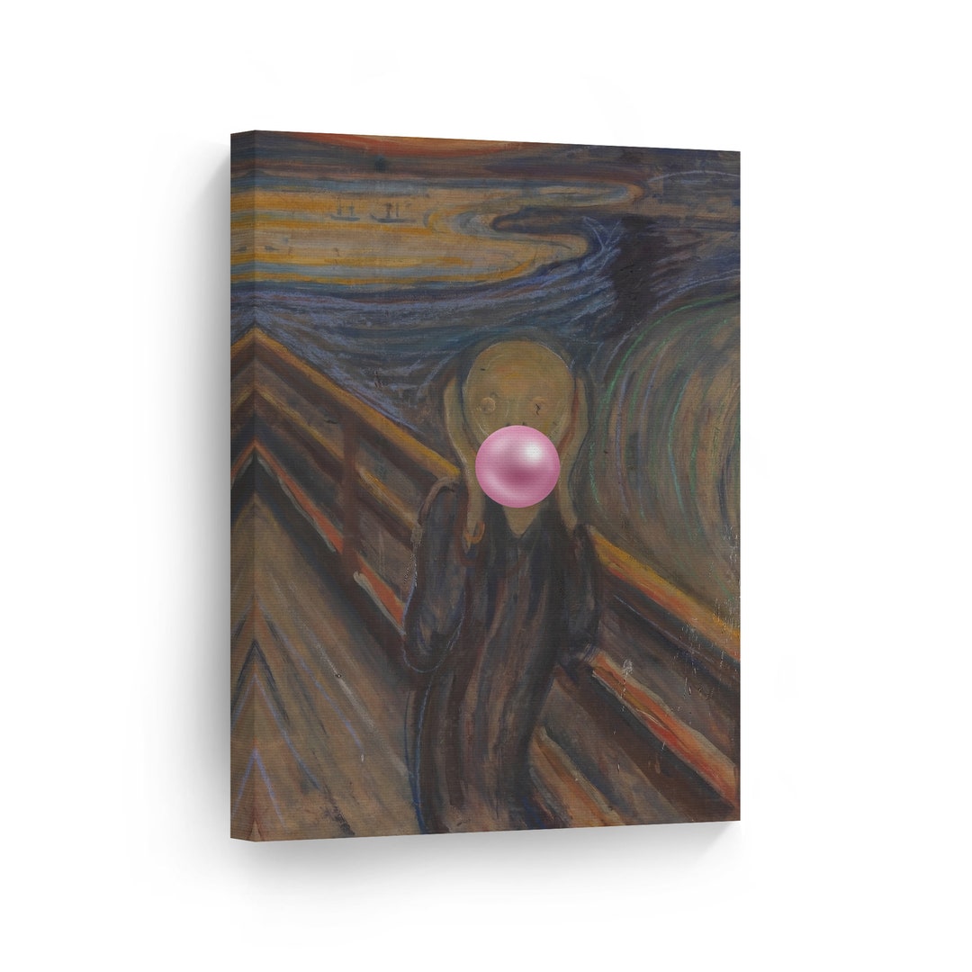 Edvard Munch's Masterpiece, the Scream Pink Bubble Gum Art Canvas Print ...