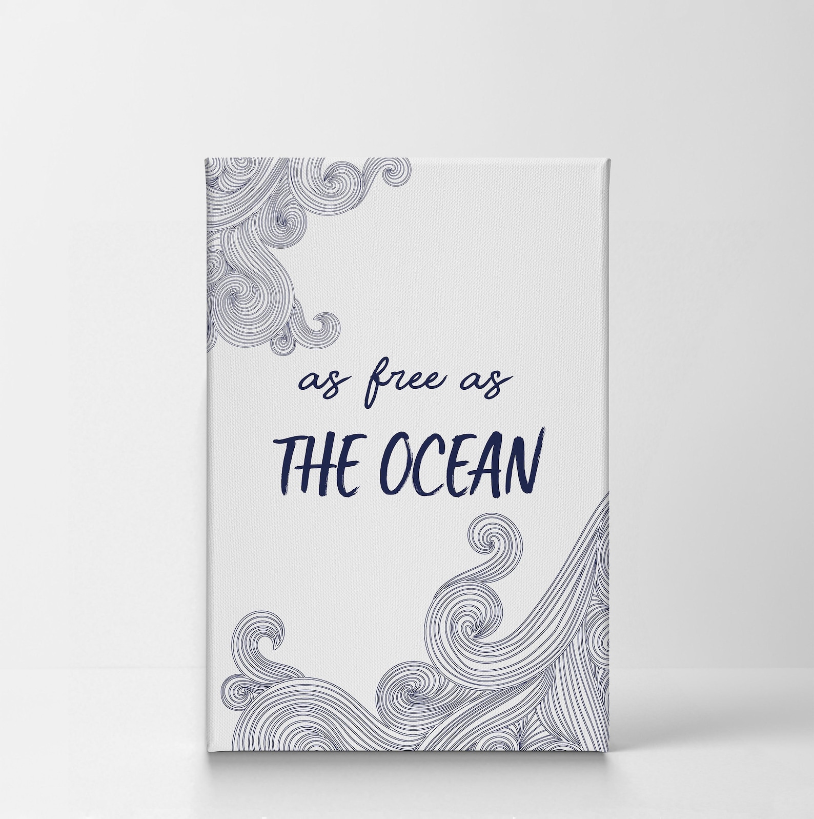 Ocean Quote Wave Painting Navy Blue Illustration White Nautical Decor ...