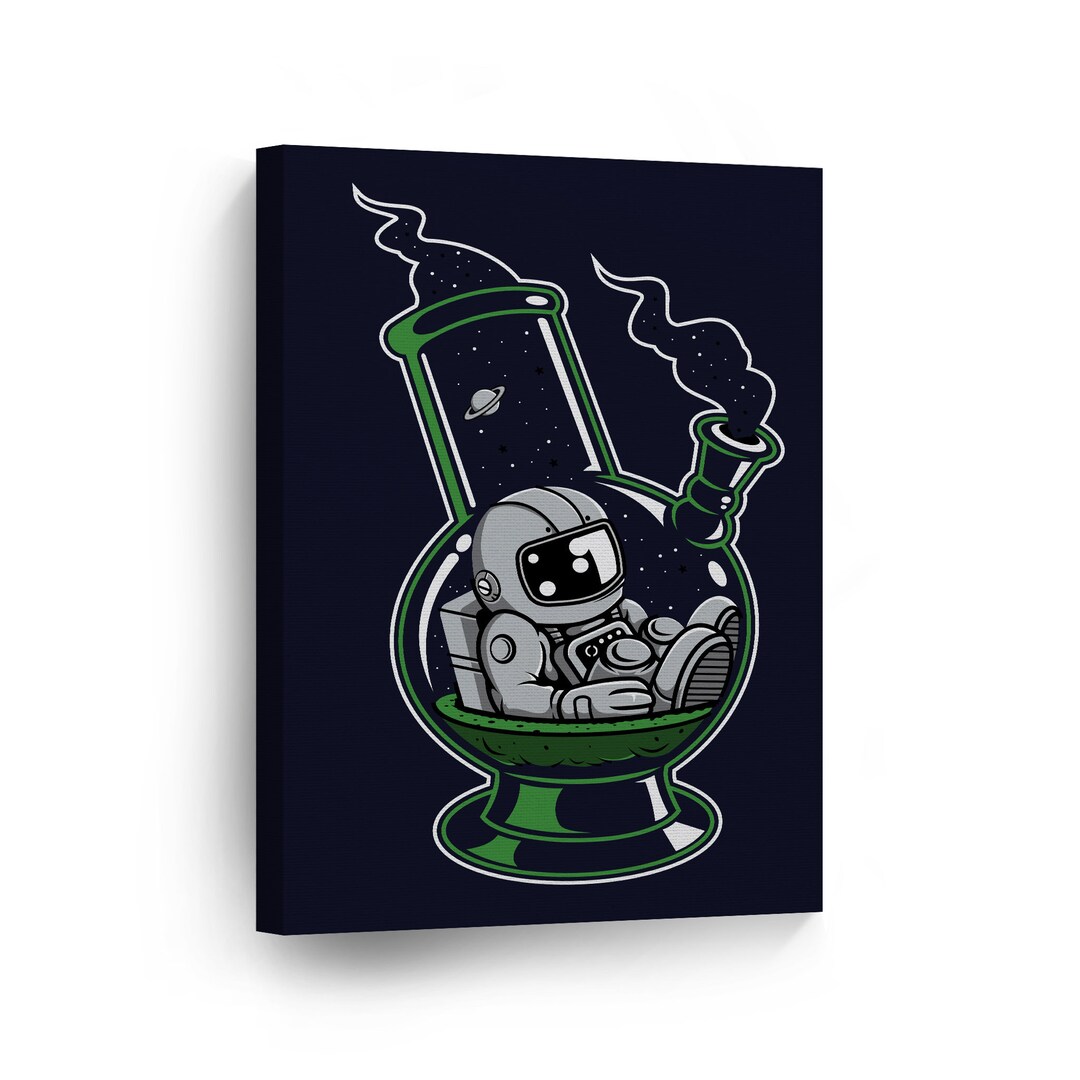 Astronaut in Marijuana Bong Pipe Psychedelic Trippy Smoke Weed Canvas ...