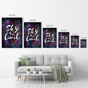 Sky is the Limit Hand Lettering Quote Watercolor Paint Motivational ...