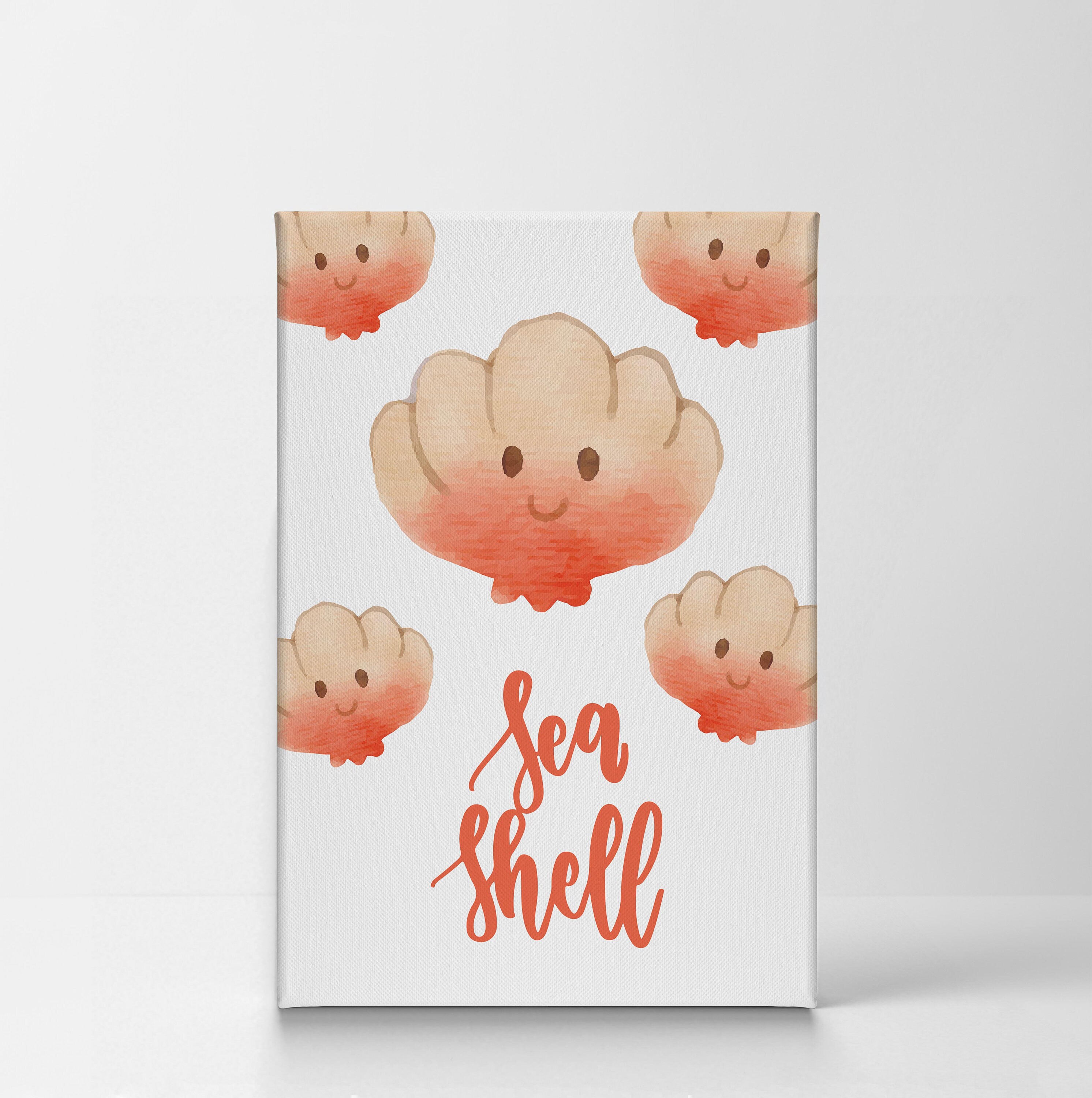 Cute Sea Shell Undersea Watercolor Painting White CANVAS PRINT | Etsy