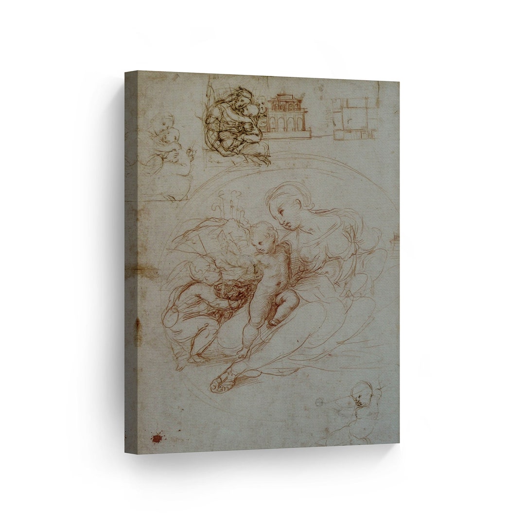 Alba Madonna and Other Sketches by Raphael Art Canvas Wall Art Print ...