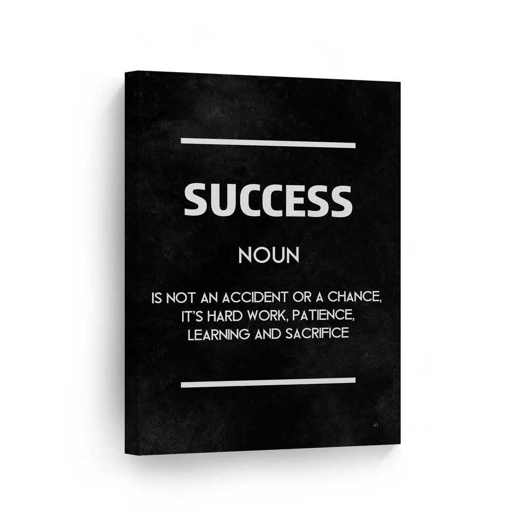 Success Definition Dictionary Black Motivational Canvas Wall Art Print ...