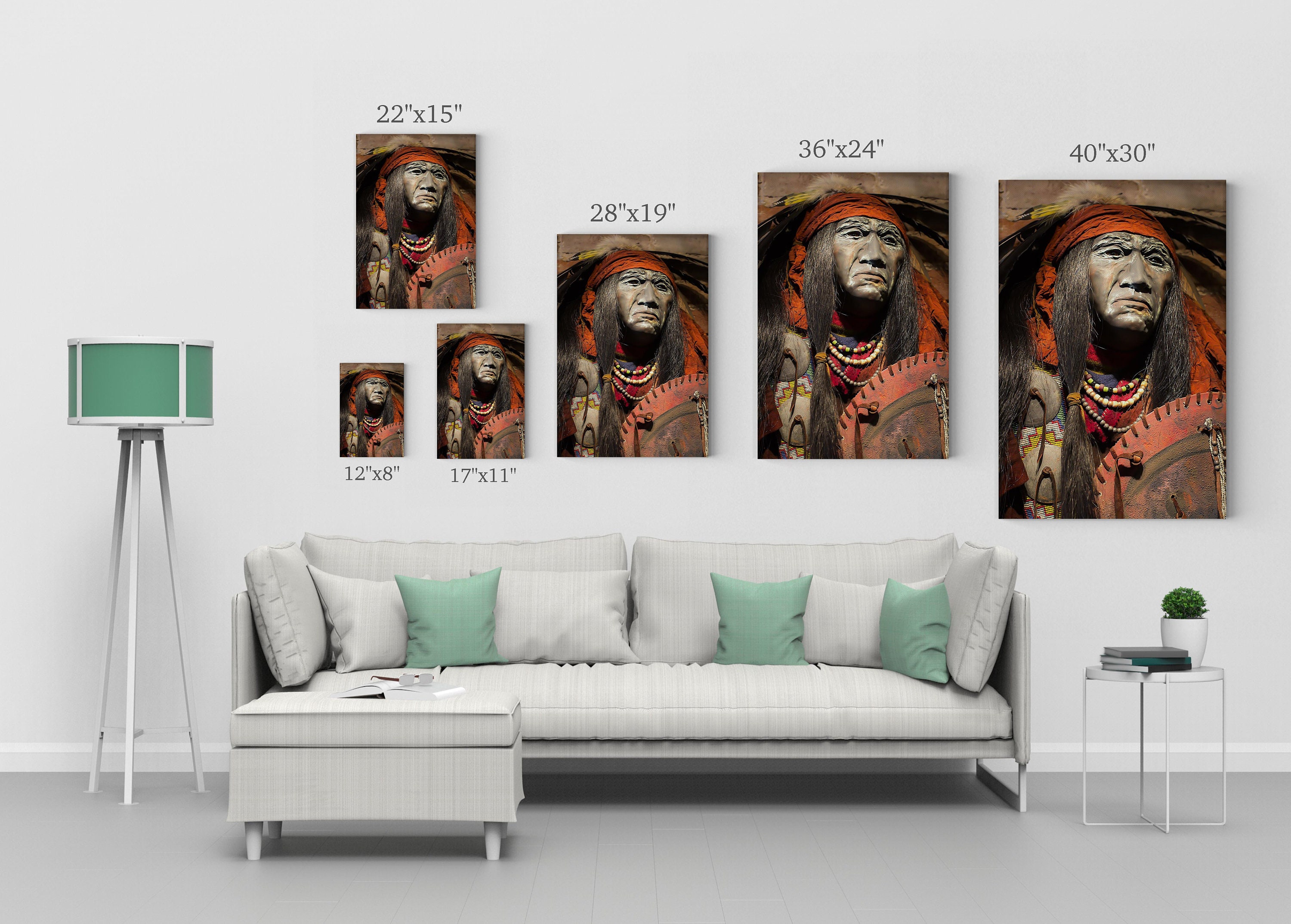 Indian Art Native American Sad Face CANVAS PRINT Indian Decor ...