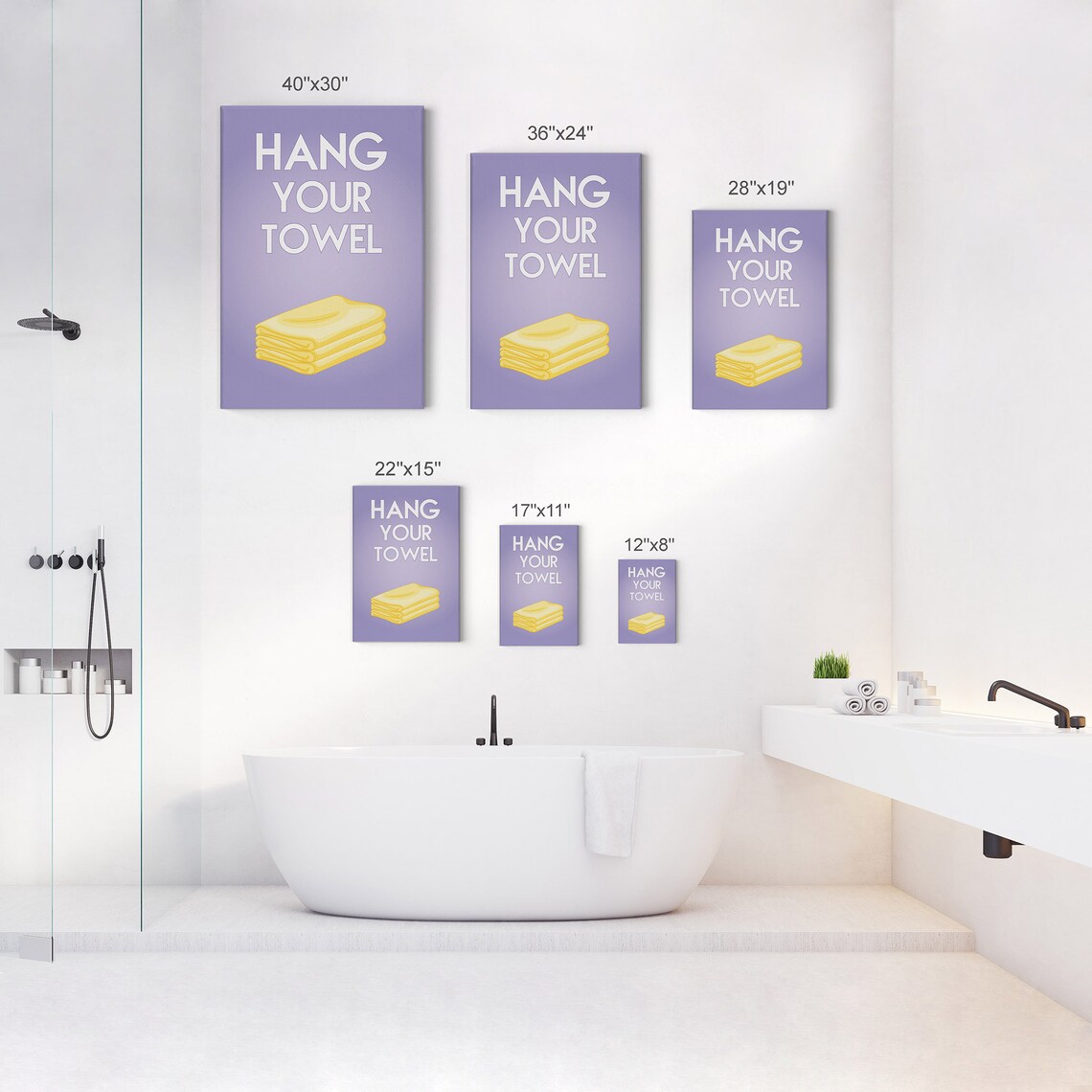 Hang Your Towel Quote Saying Bathroom Decor Canvas Print Kids Decor ...