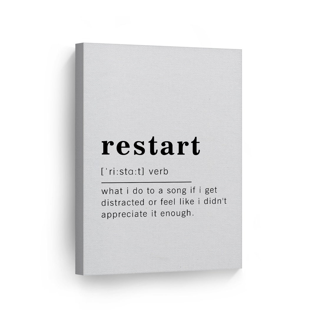 Funny Verb Noun Dictionary Definition of Restart Canvas Print ...