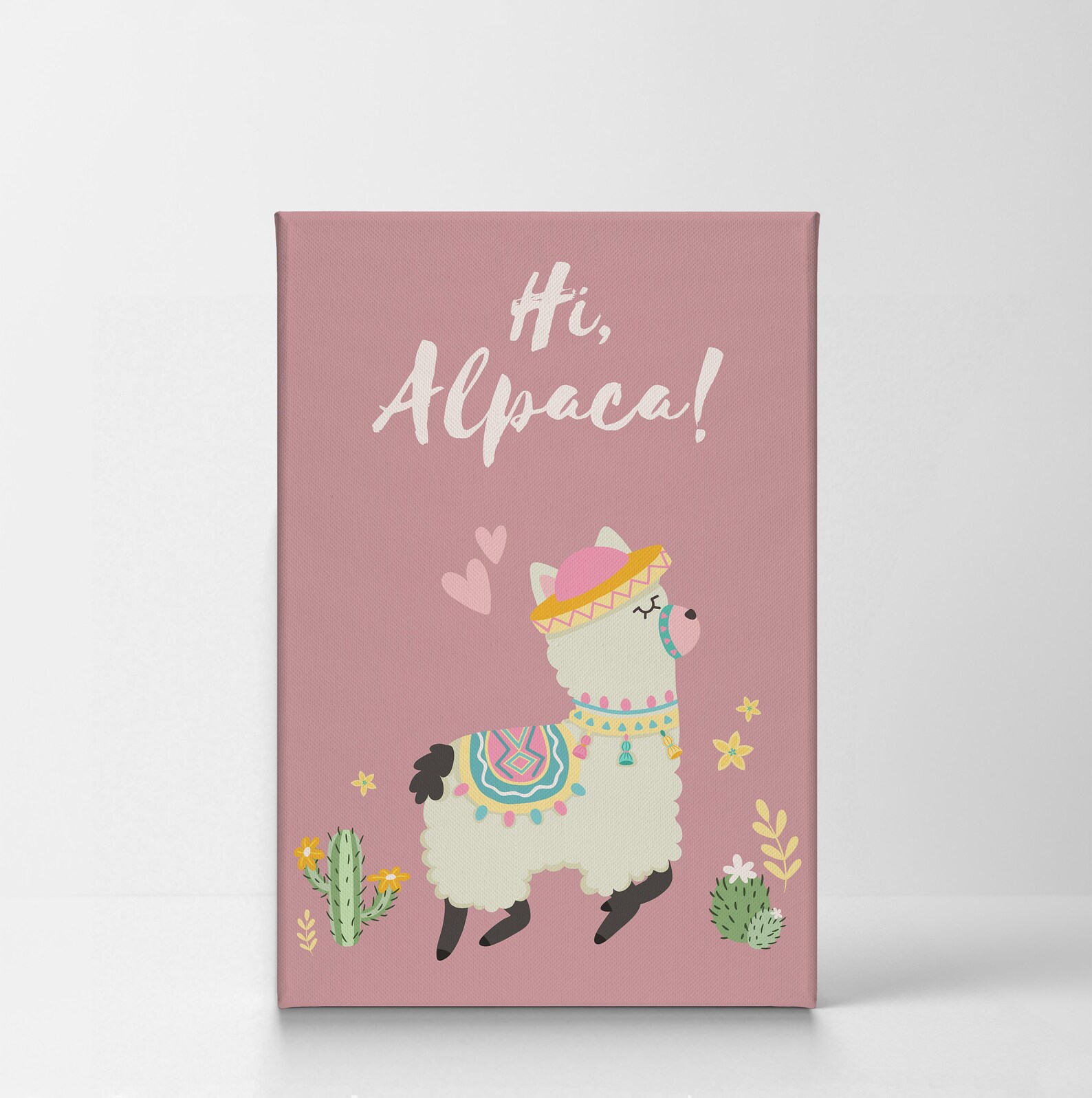 Hi Alpaca Quote and Cute Illustration Pink CANVAS PRINT - Etsy