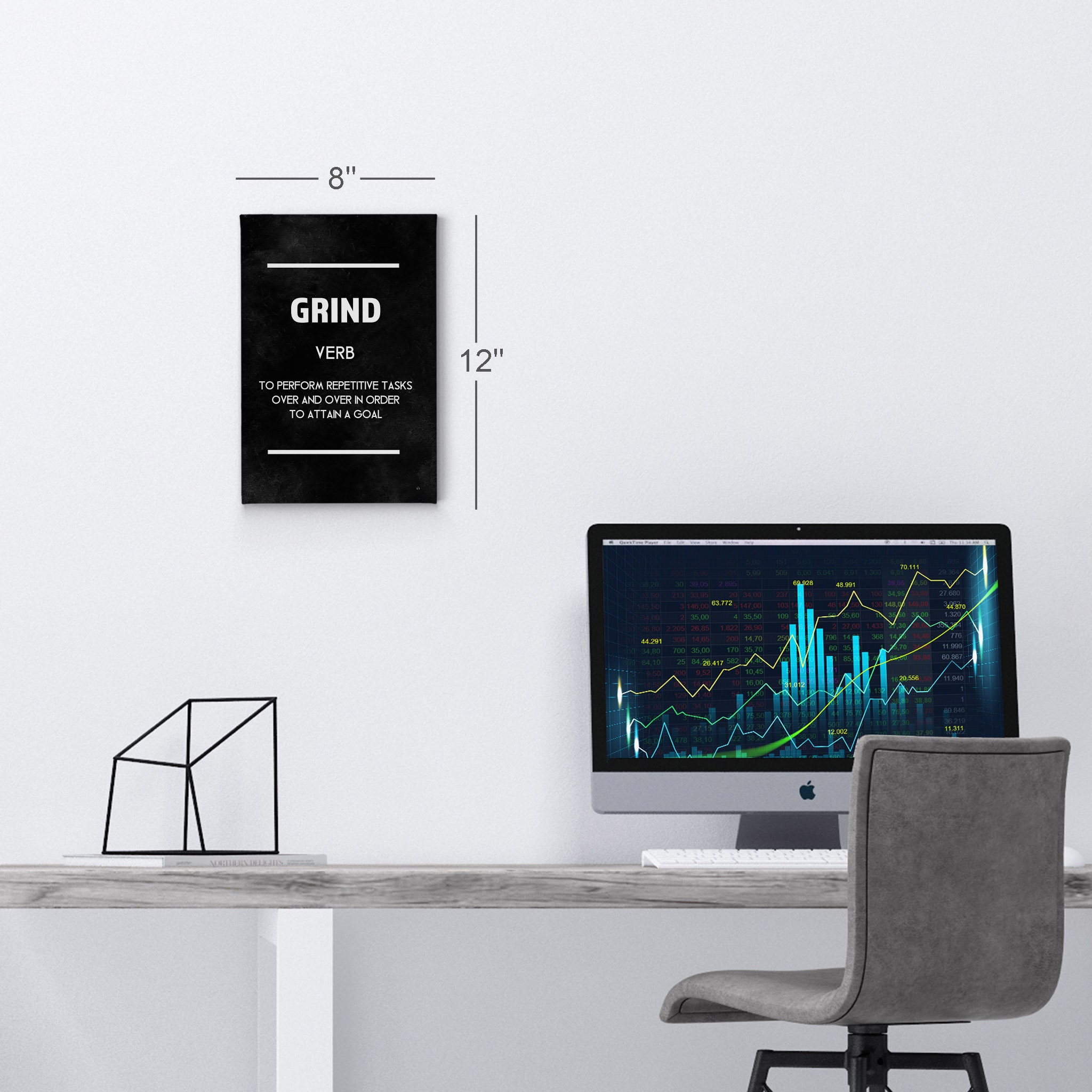 Grind Definition Dictionary Black Motivational Canvas Wall Art - Etsy