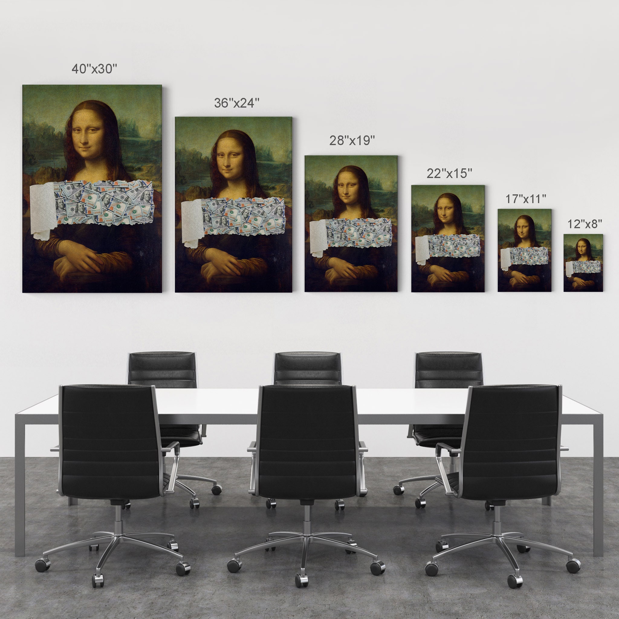 Mona Lisa Painting and 100 Dollar Money Motivational Canvas Wall Art ...