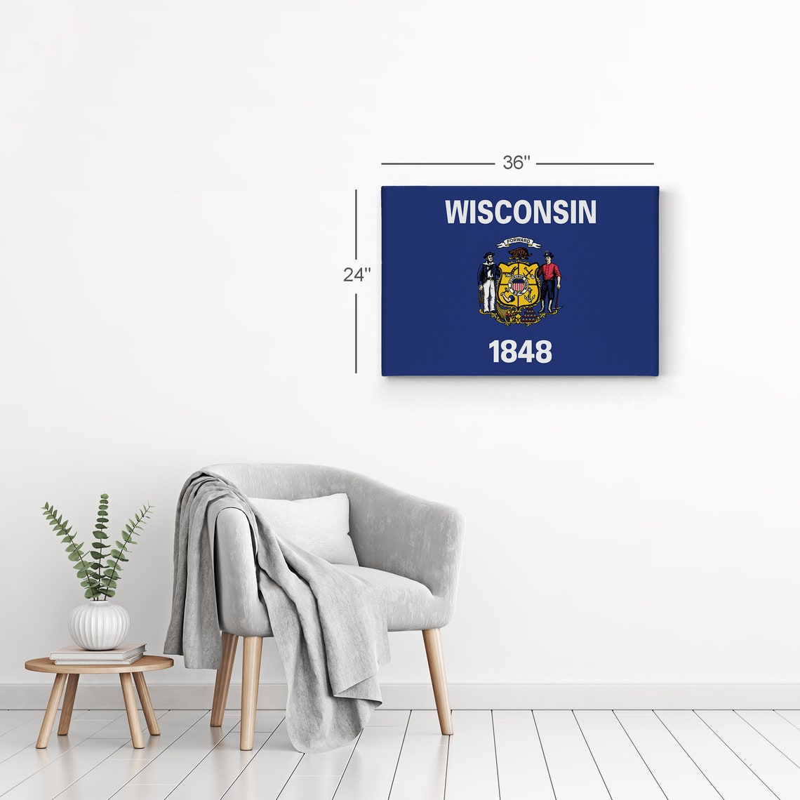 Wisconsin State Flag CANVAS or METAL Wall Art Print State - Etsy