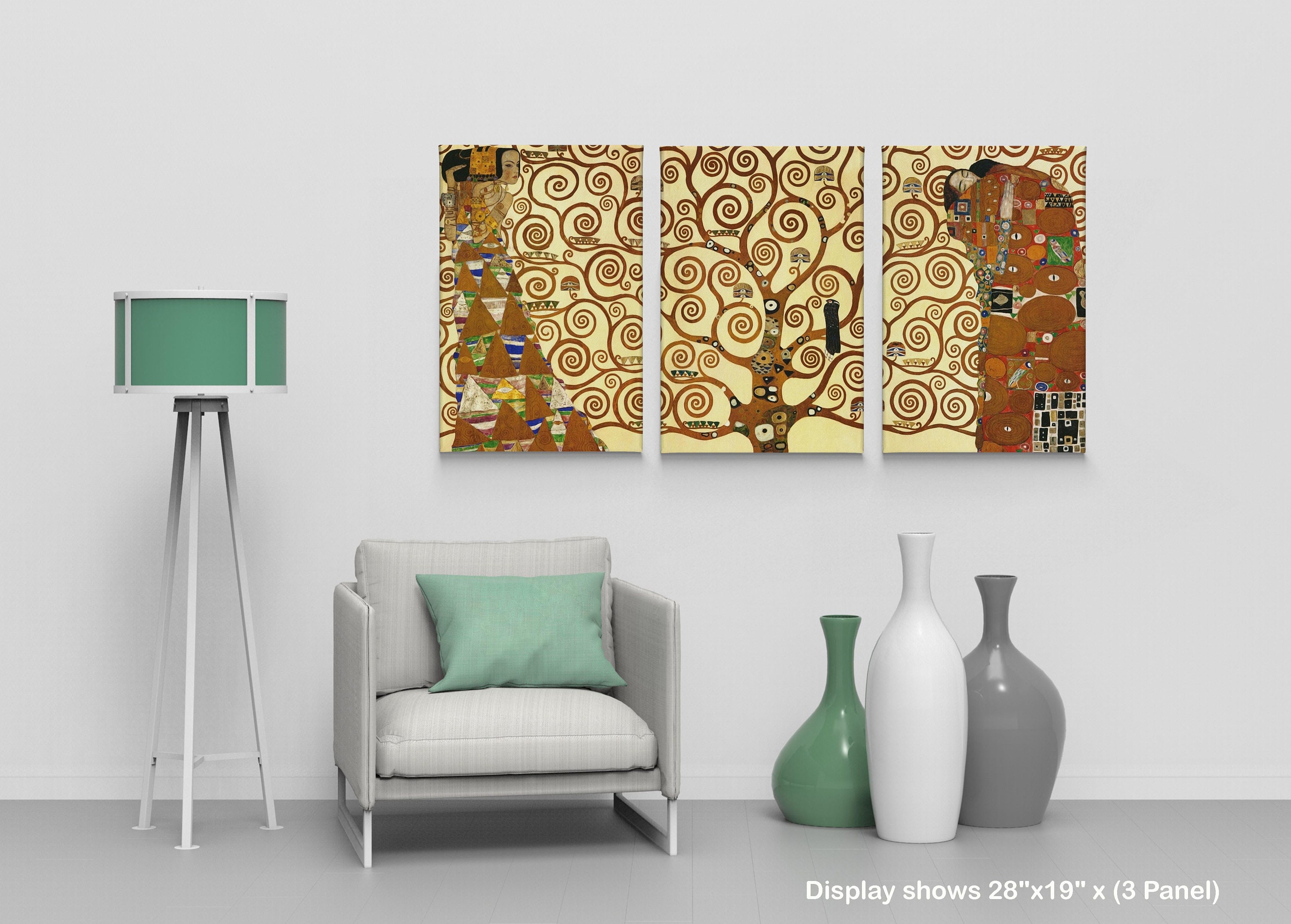 The Tree of Life, Stoclet Frieze by Gustav Klimt 3 Panel Canvas Set ...