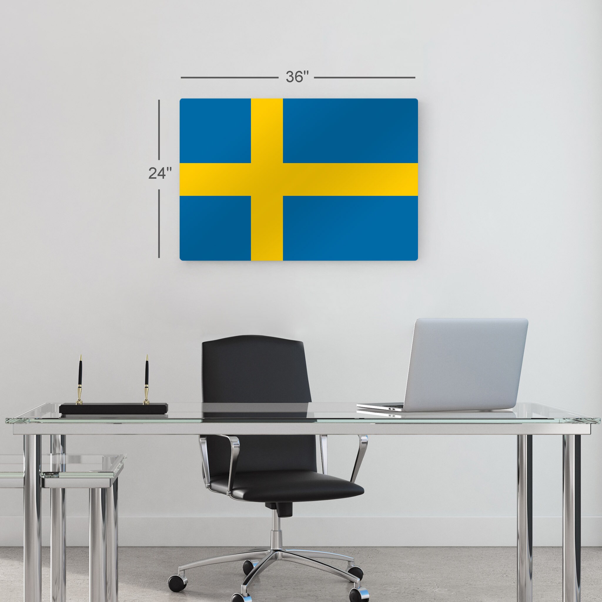 Sweden Flag CANVAS or METAL Wall Art Print Country Flags Office Living ...