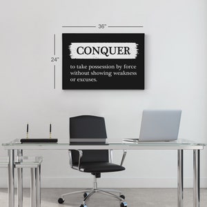 Conquer Definition Black and White Dictionary Motivational Canvas Wall ...