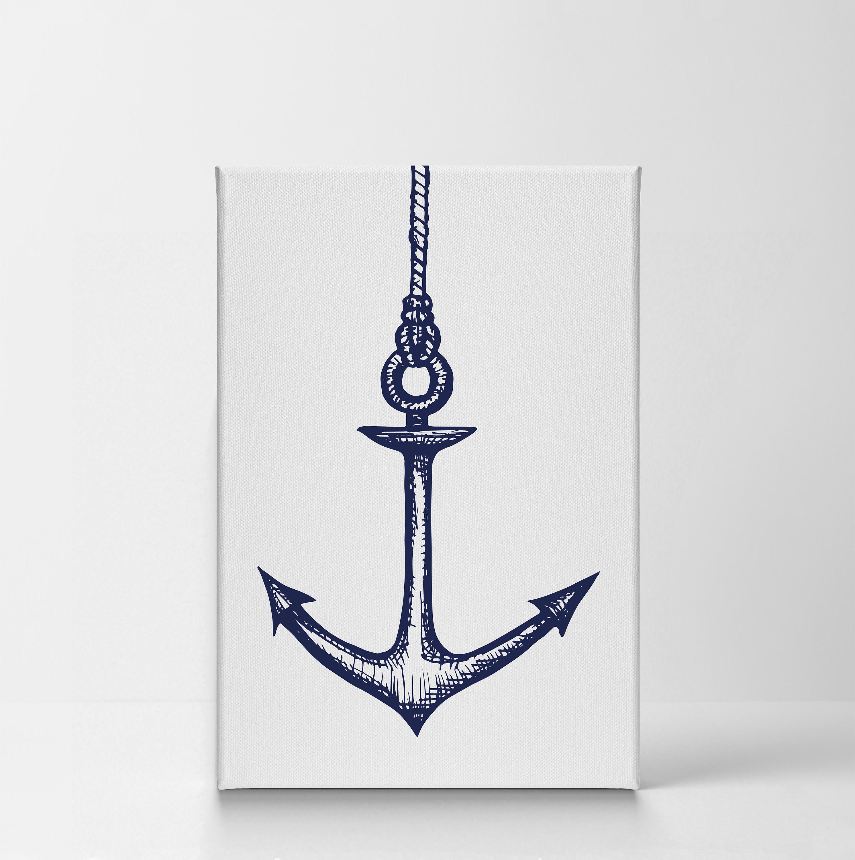 Anchor and Motivational Quote Navy Blue White Nautical Decor 2 Pieces ...