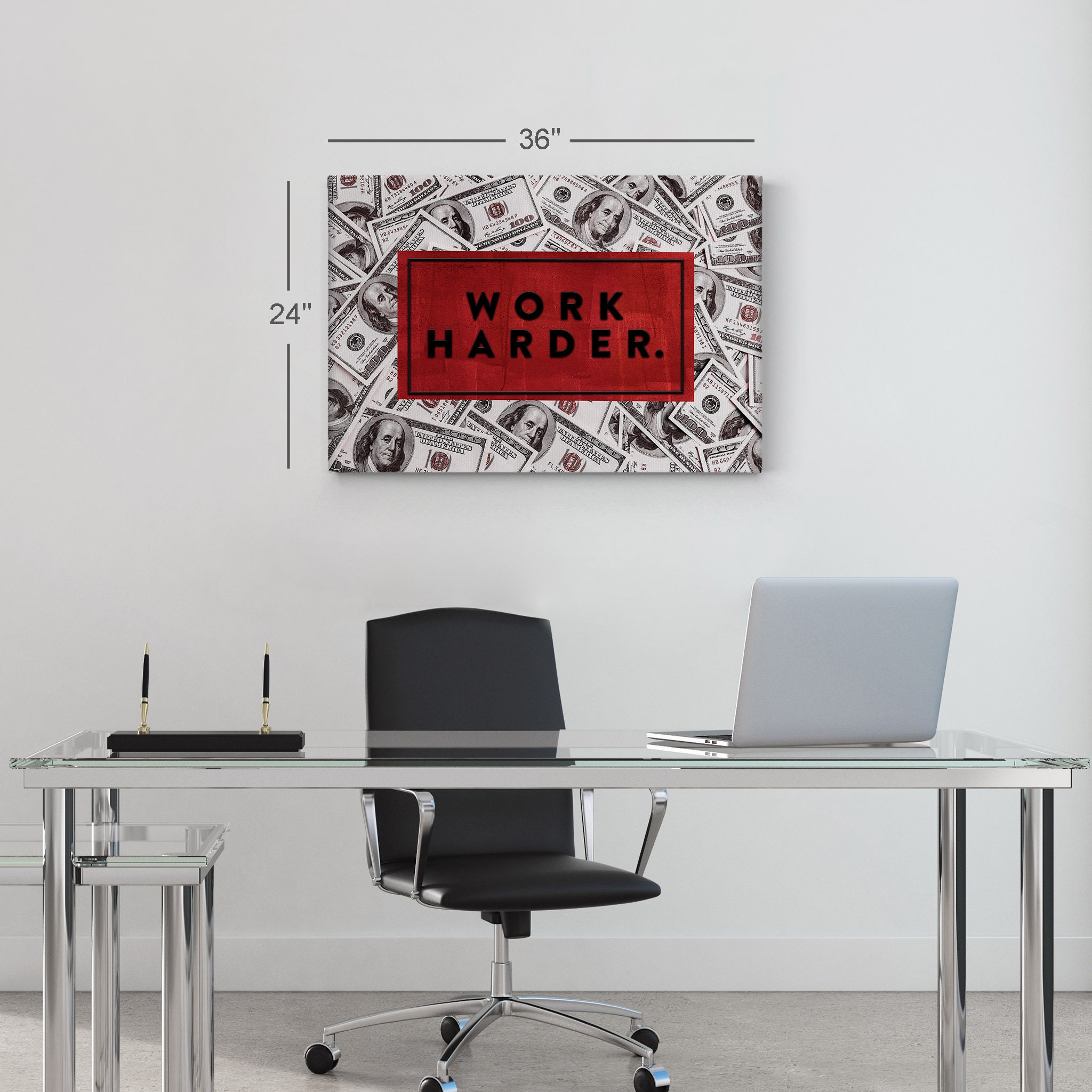 Work Harder Quote Money 100 American Dollar Bill Motivational | Etsy