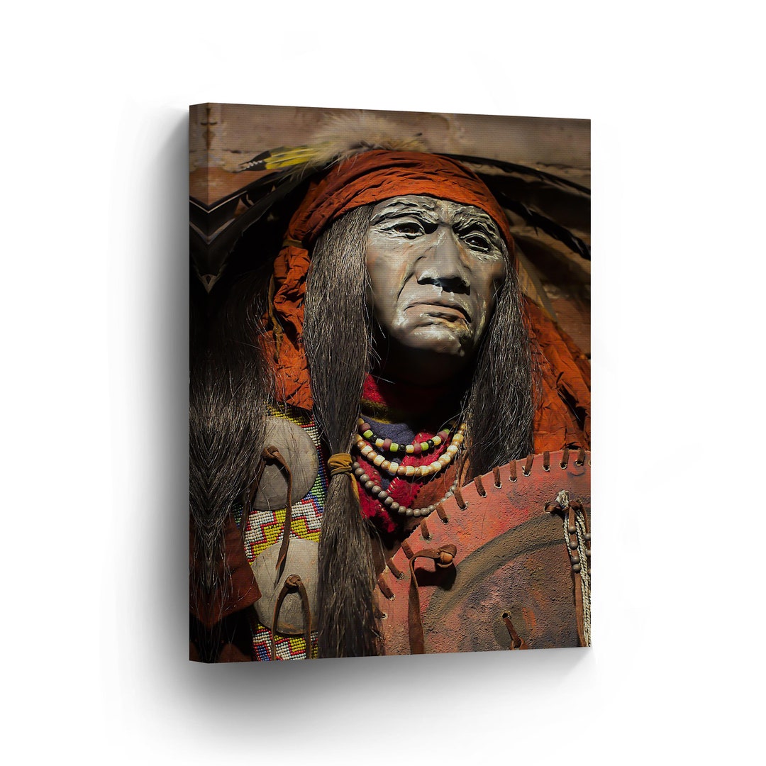 Indian Art Native American Sad Face CANVAS PRINT Indian Decor ...