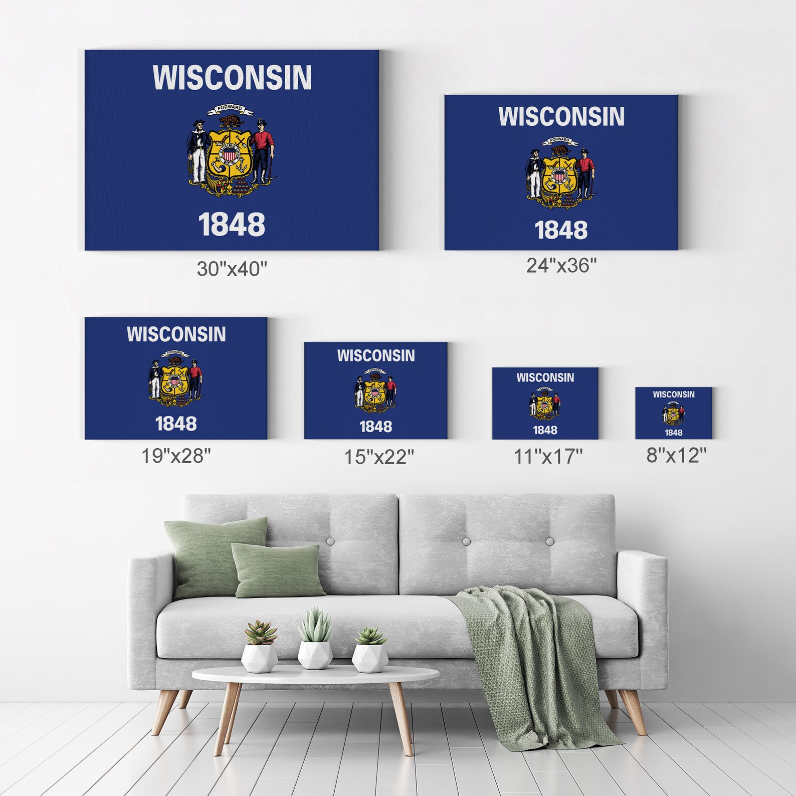 Wisconsin State Flag CANVAS or METAL Wall Art Print State - Etsy