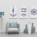 Anchor Ship Wheel and Quote Navy Blue White Nautical Decor 3 - Etsy