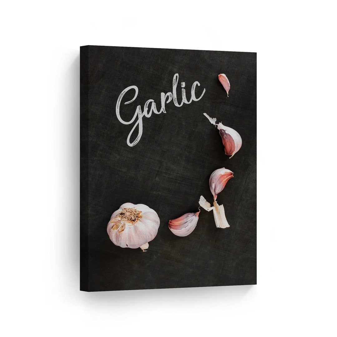 Garlic Lettering on Blackboard Kitchen Canvas Wall Art Print Restaurant ...