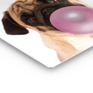Cute Puppy Pug Dog Animal Bubble Gum Art Pink Metal Print | Etsy