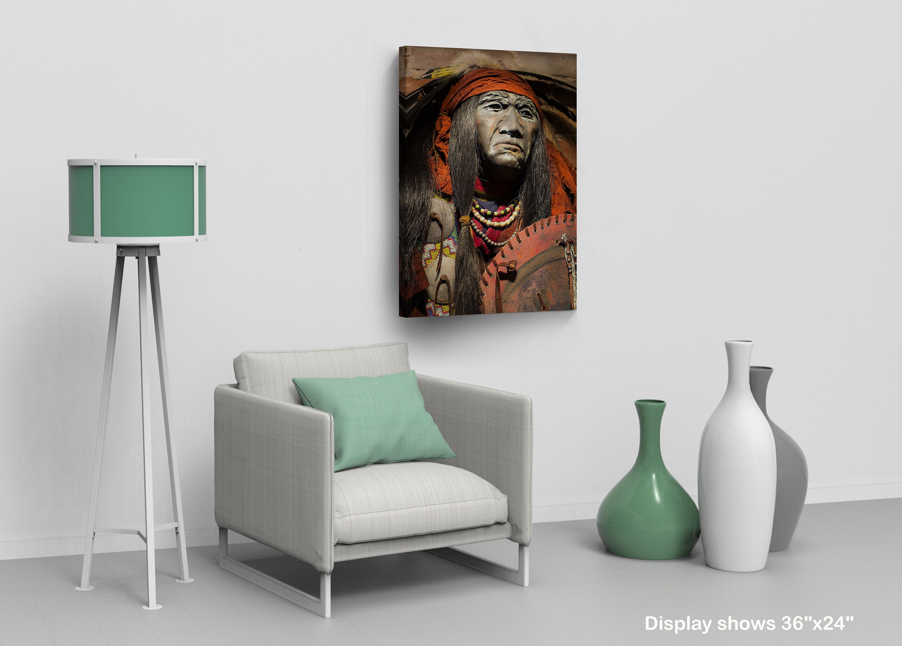 Indian Art Native American Sad Face CANVAS PRINT Indian Decor ...
