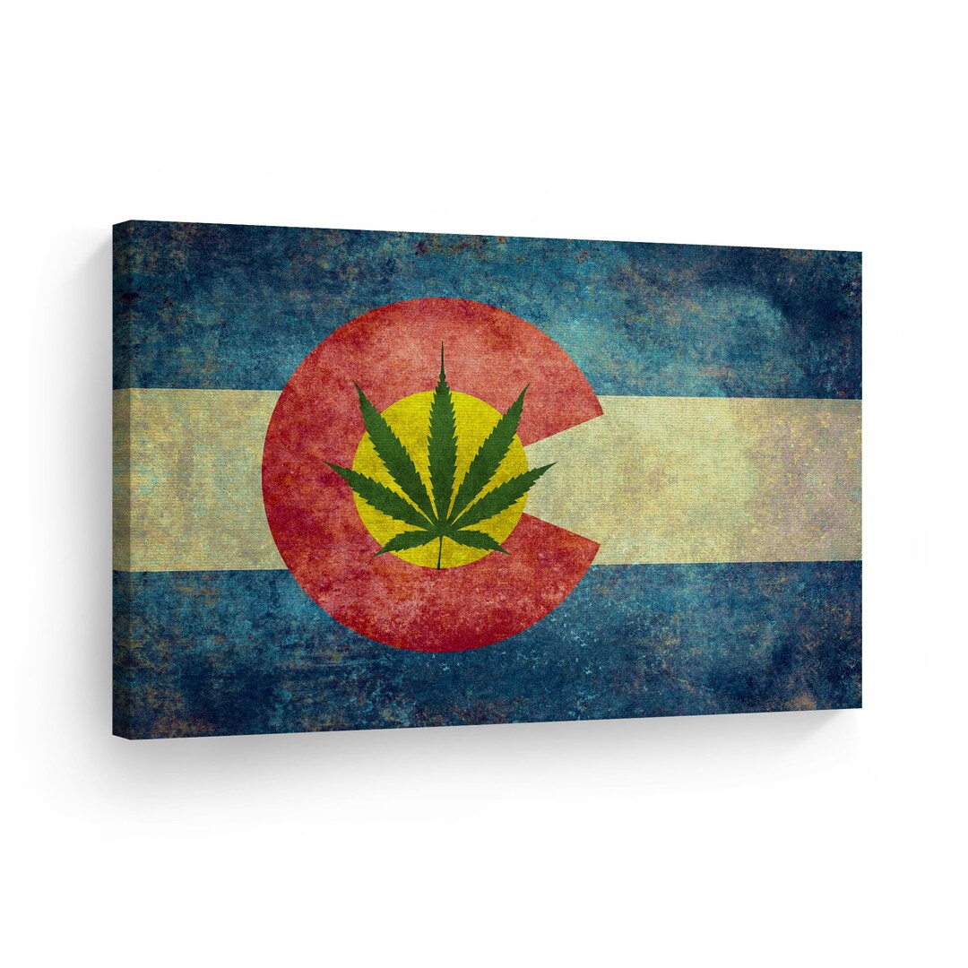 Smoke Wall Art Canvas Wall Art Print Colorado Weed Flag Marijuana Hemp ...