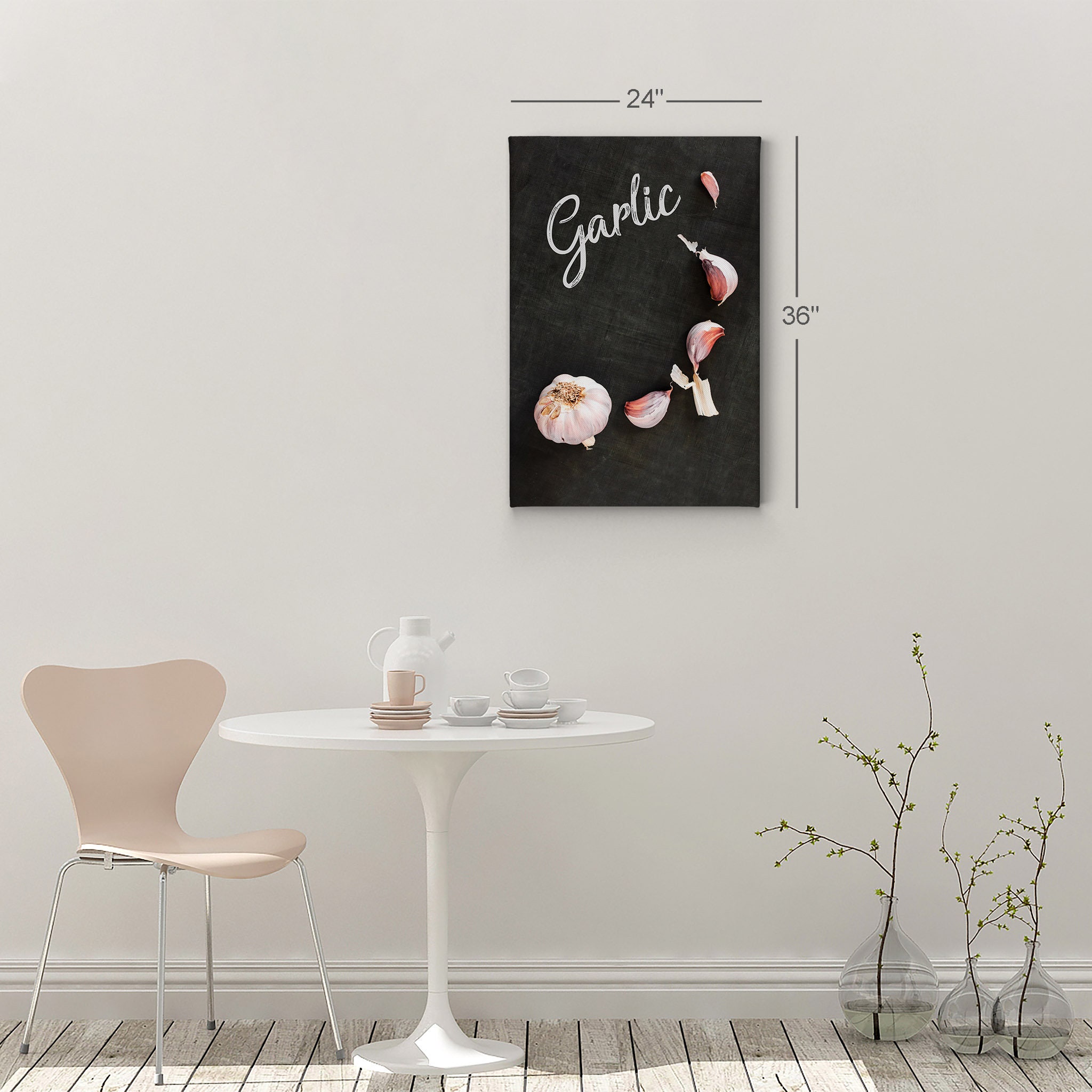 Garlic Lettering on Blackboard Kitchen Canvas Wall Art Print Restaurant ...