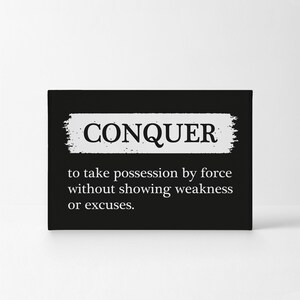 Conquer Definition Black and White Dictionary Motivational Canvas Wall ...