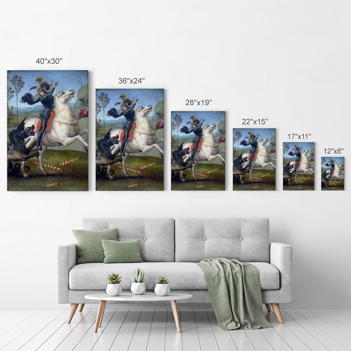 St. George Fighting the Dragon by Raphael Art Canvas Wall Art - Etsy