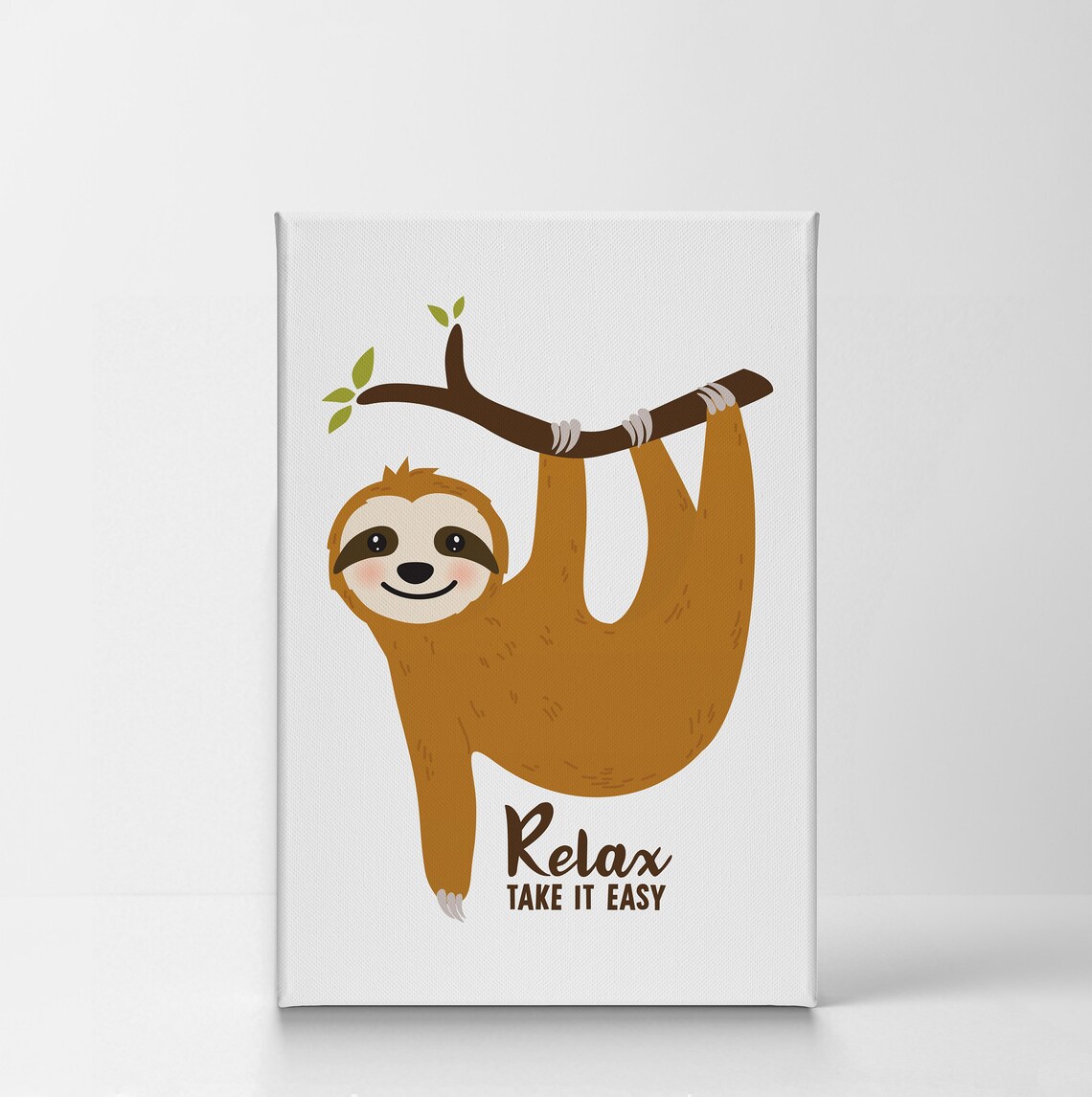 Sloth Relax Take It Easy Quote Wall Decor White Background | Etsy