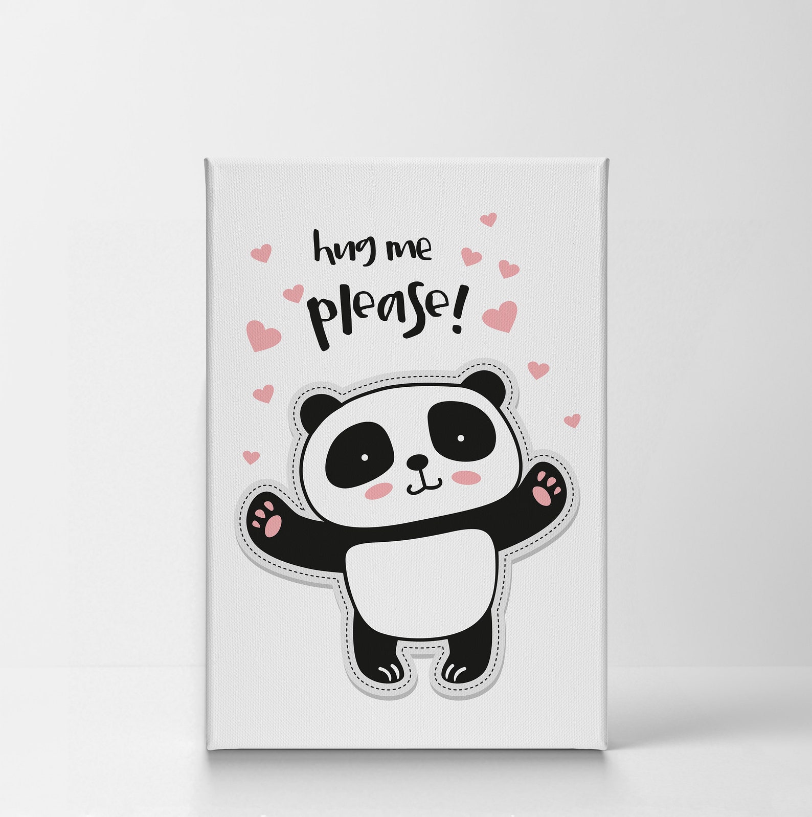 Cute Panda Hug Me Please Quote Wall Decor White Background | Etsy