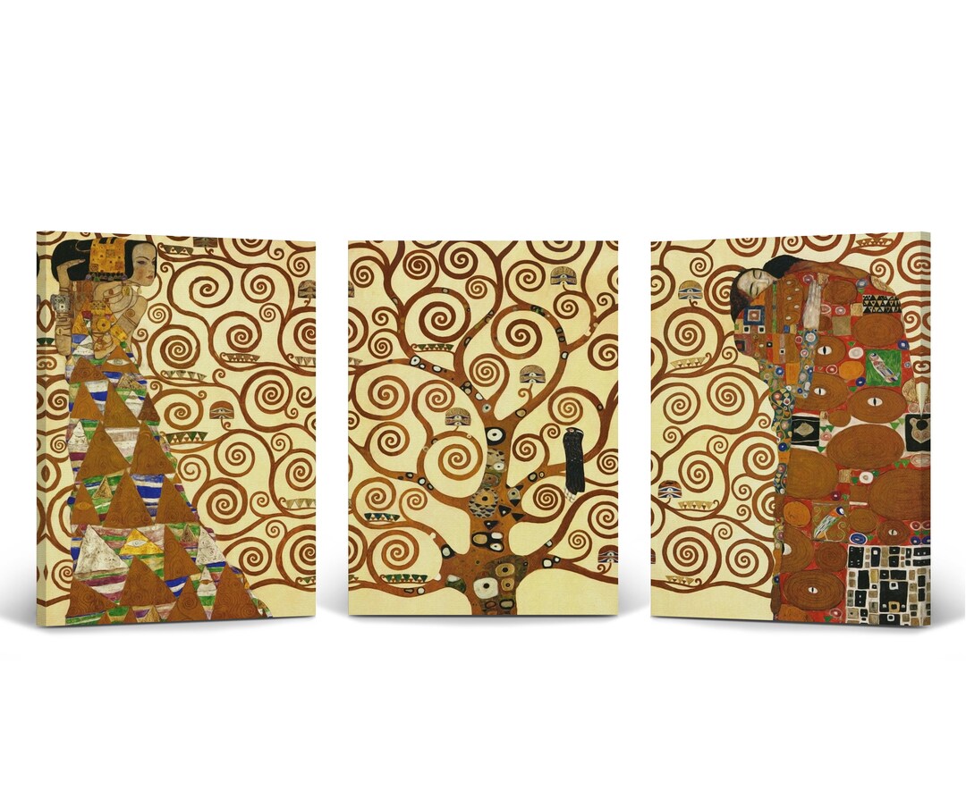 The Tree of Life, Stoclet Frieze by Gustav Klimt 3 Panel Canvas Set ...