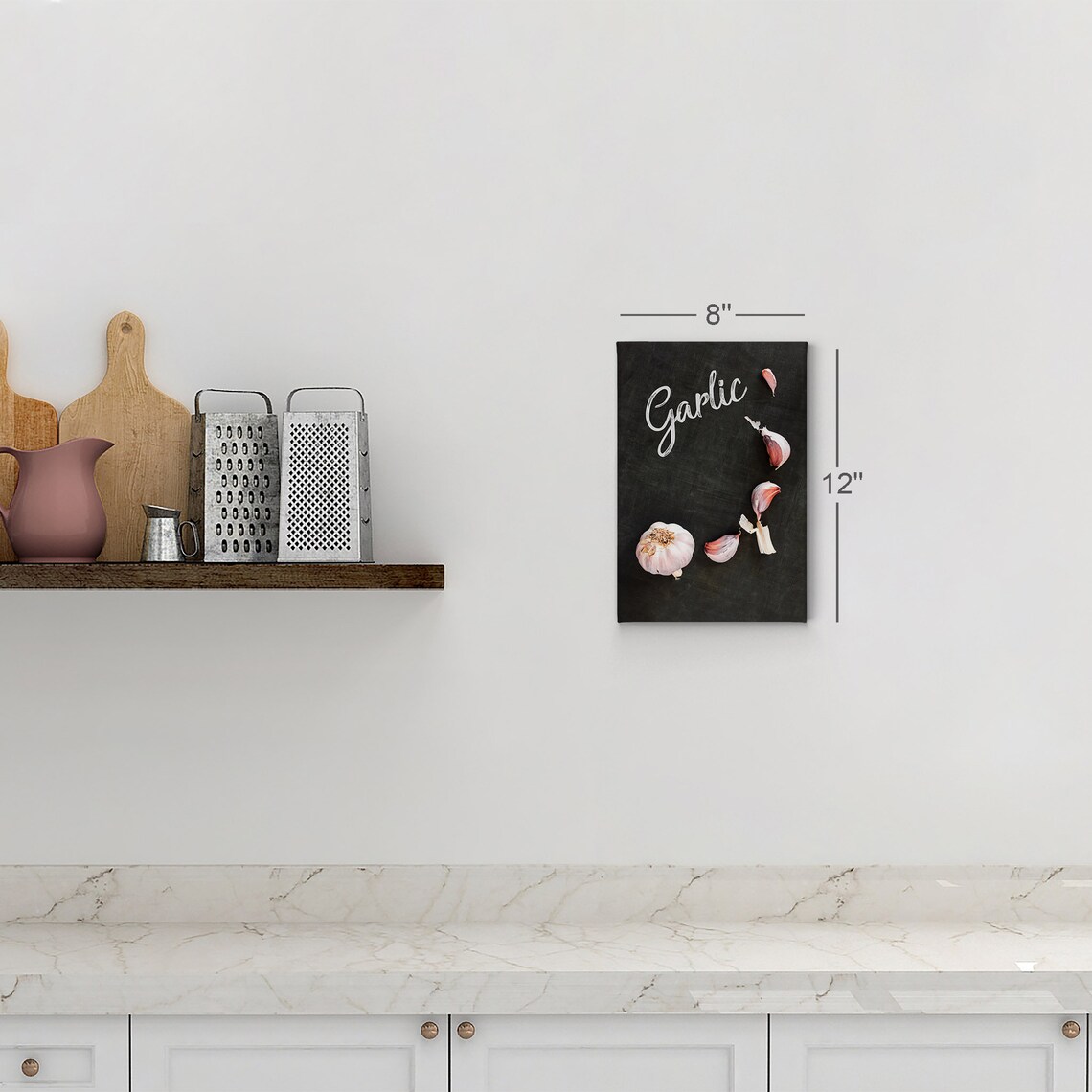 Garlic Lettering on Blackboard Kitchen Canvas Wall Art Print Restaurant ...