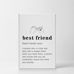 Funny Noun Dictionary Definition of Best Friend Canvas Print ...