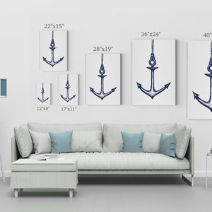 Anchor Ship Wheel and Quote Navy Blue White Nautical Decor 3 Pieces ...