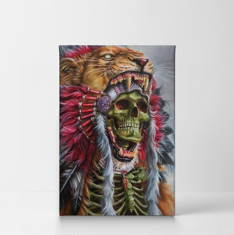 Indian Art Native American Skeleton CANVAS PRINT Indian Decor - Etsy