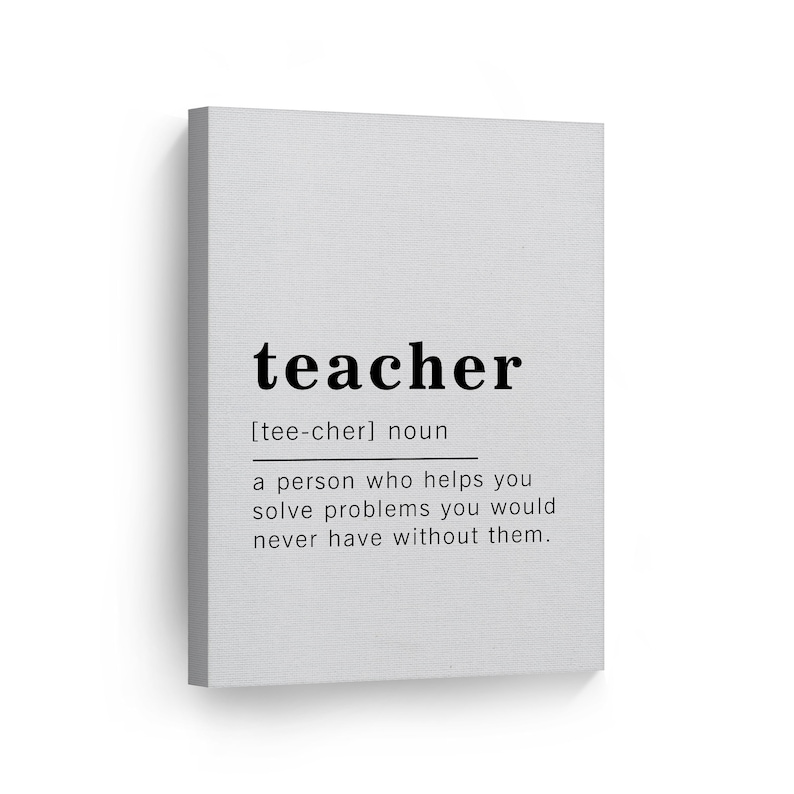 Funny Noun Dictionary Definition of Teacher Canvas Print - Etsy