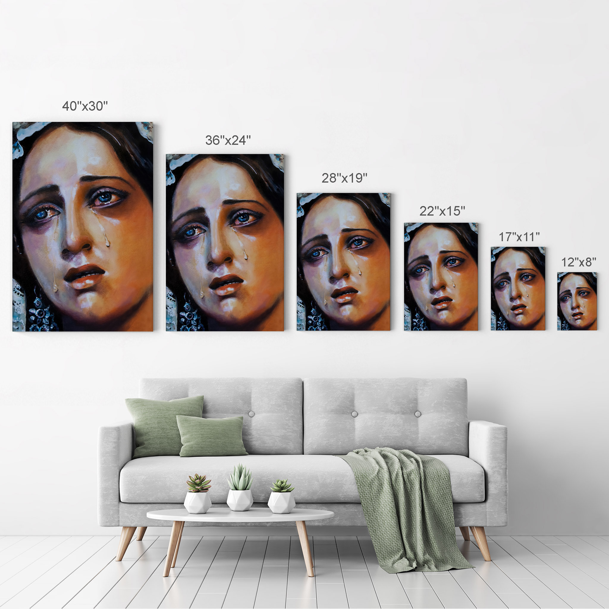 Crying of Virgin Mary in Tears Oil Painting Canvas Wall Art - Etsy