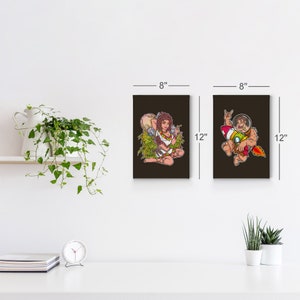 Caveman and Woman Smoking Marijuana Joint Smoke Weed 2 Piece Canvas ...