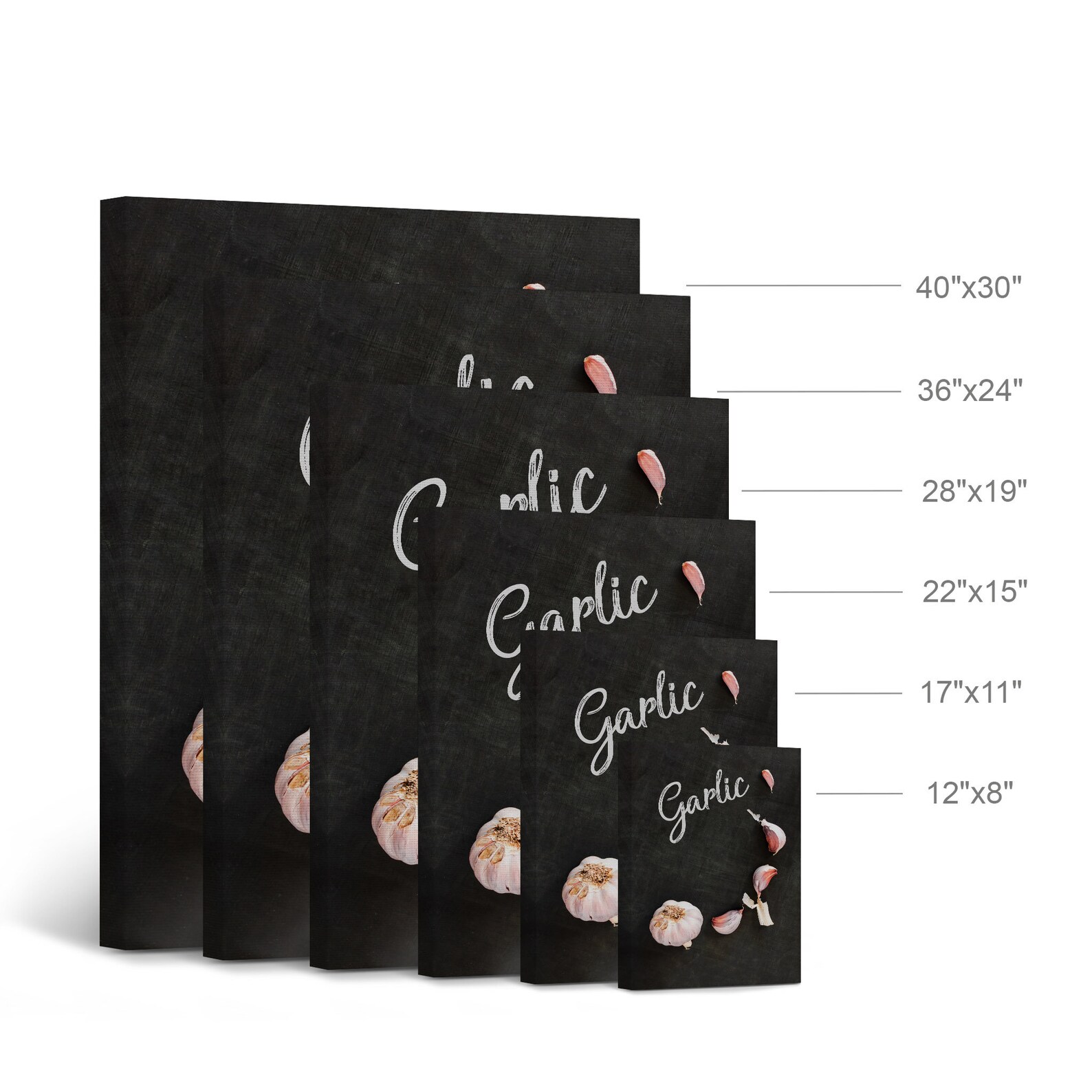 Garlic Lettering on Blackboard Kitchen Canvas Wall Art Print Restaurant ...
