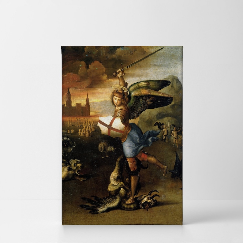 St. Michael by Raphael Art Canvas Wall Art Print Famous Fine - Etsy