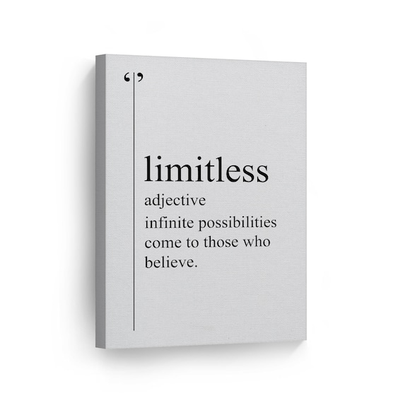 Limitless Definition Black and White Motivational Canvas Wall | Etsy