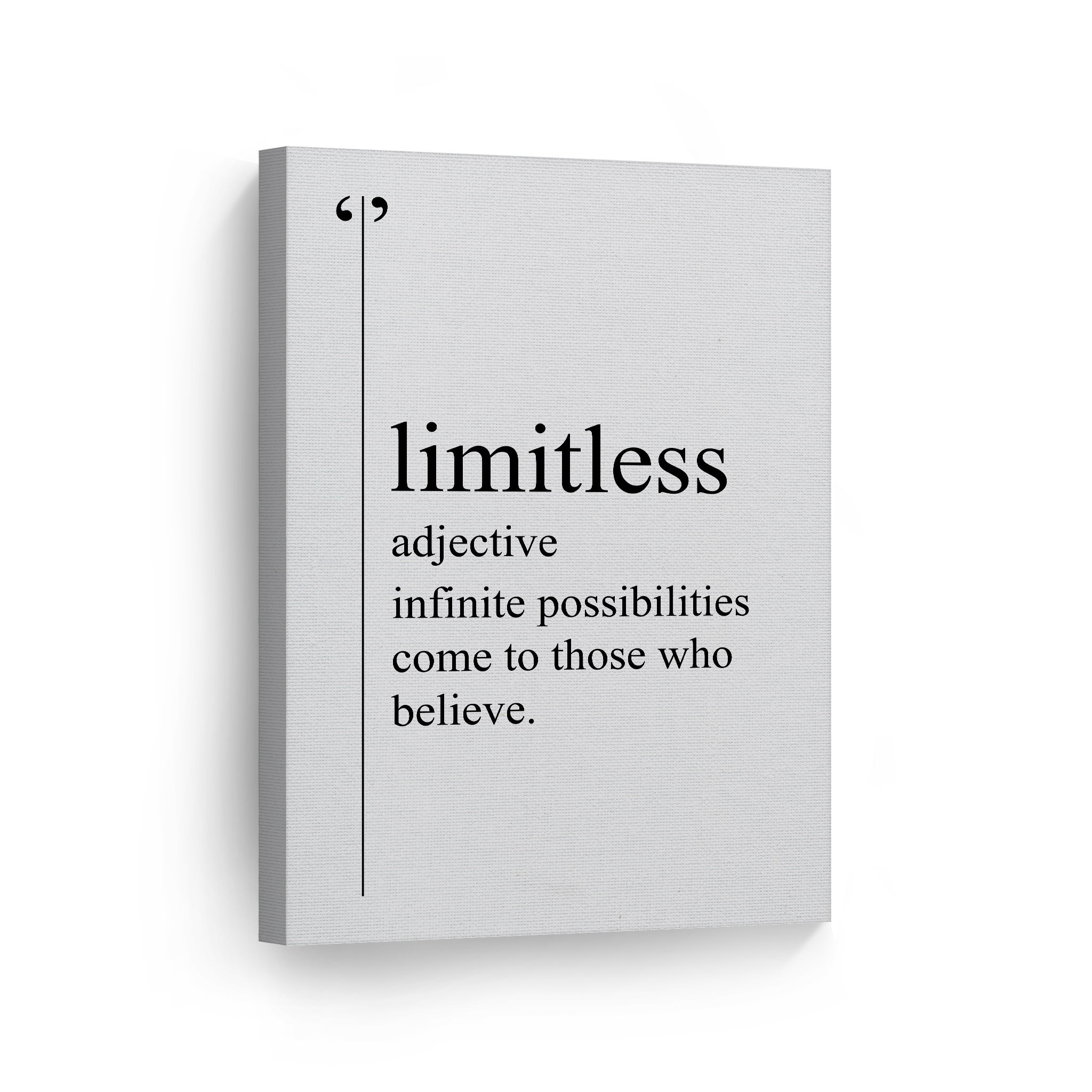 Limitless Definition Black and White Motivational Canvas Wall Art Print ...