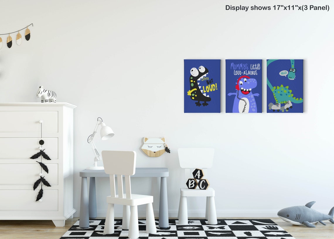 Cute Little Monster Wall Decor 3 Panel Canvas Print Set Kids Room Decor ...