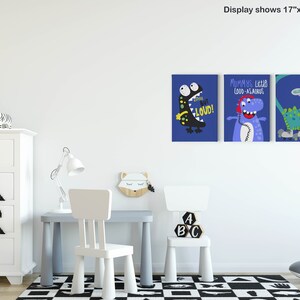 Cute Little Monster Wall Decor 3 Panel Canvas Print Set Kids Room Decor ...