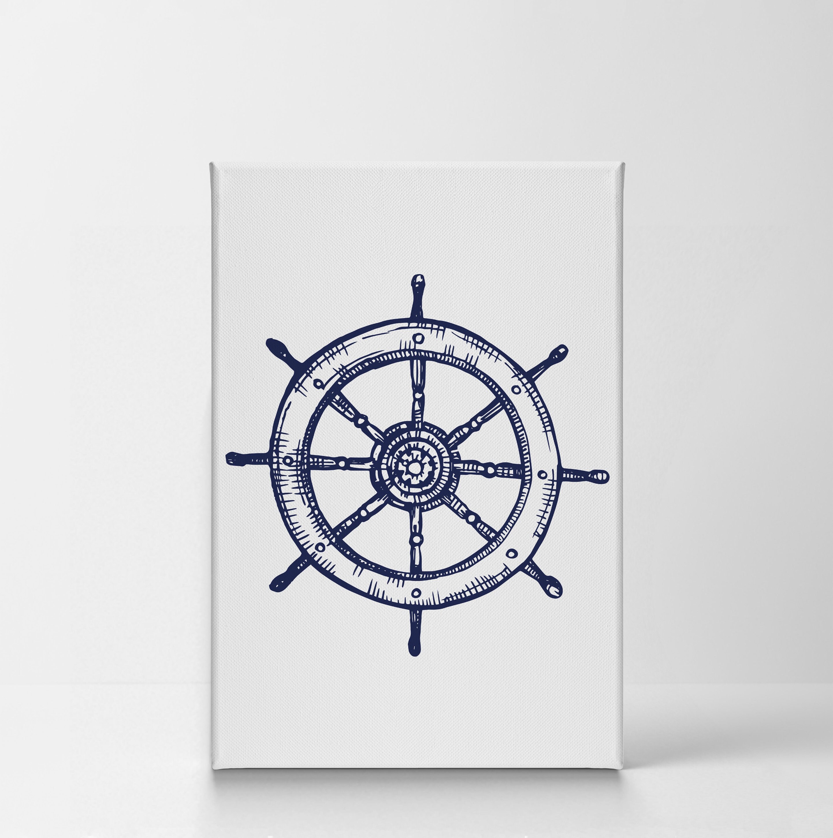 Anchor and Ship Wheel Navy Blue White Nautical Decor 2 Pieces | Etsy