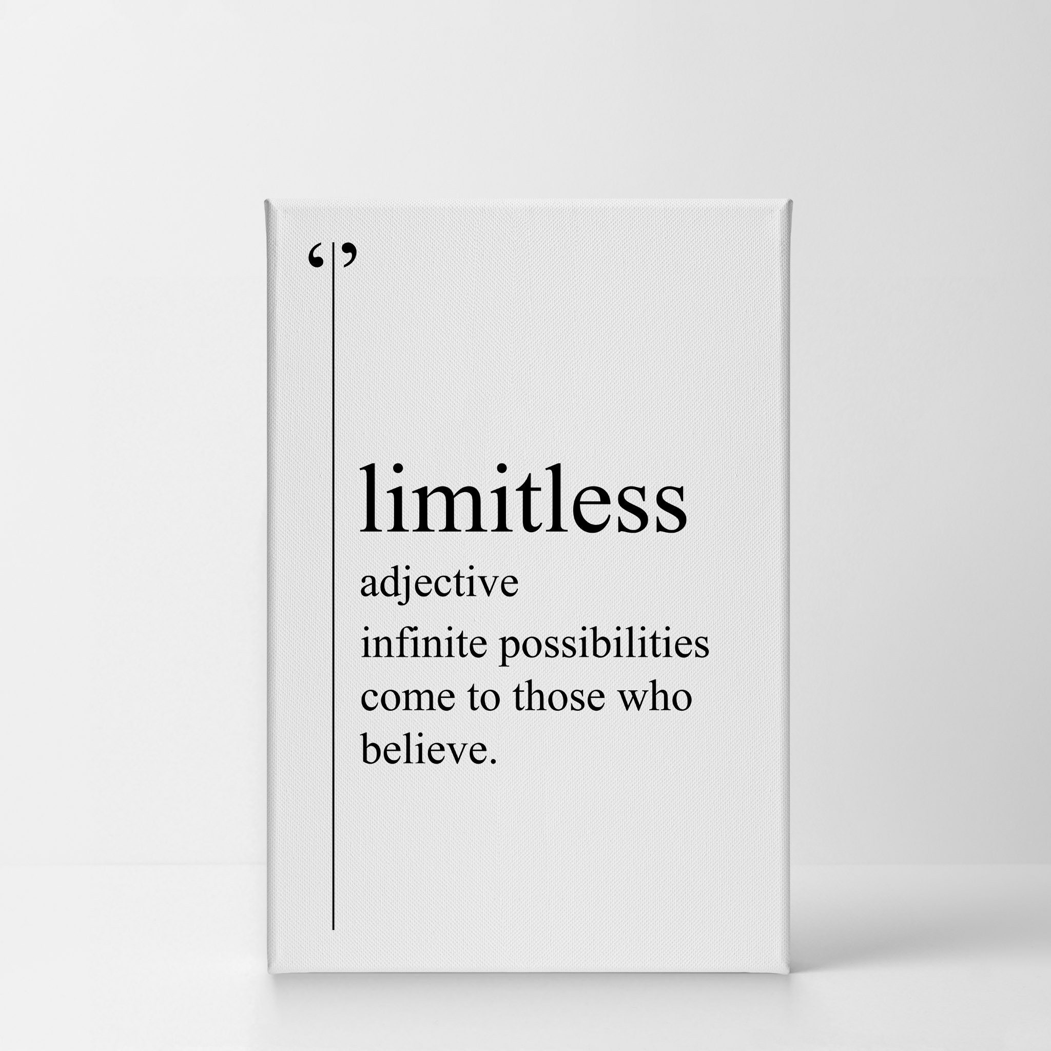 Limitless Definition Black and White Motivational Canvas Wall Art Print ...