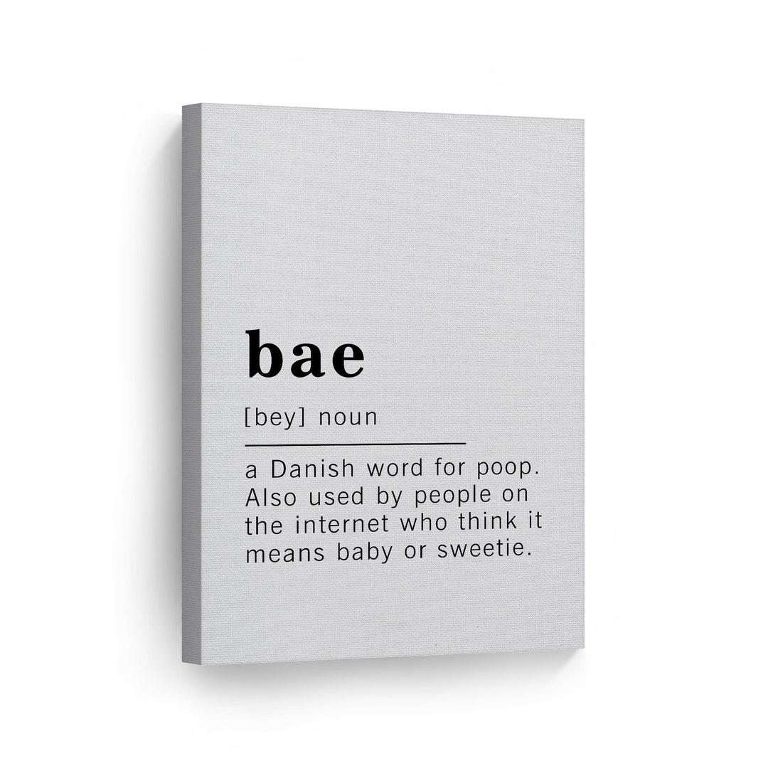 Funny Noun Dictionary Definition of Bae Canvas Print Inspirational ...