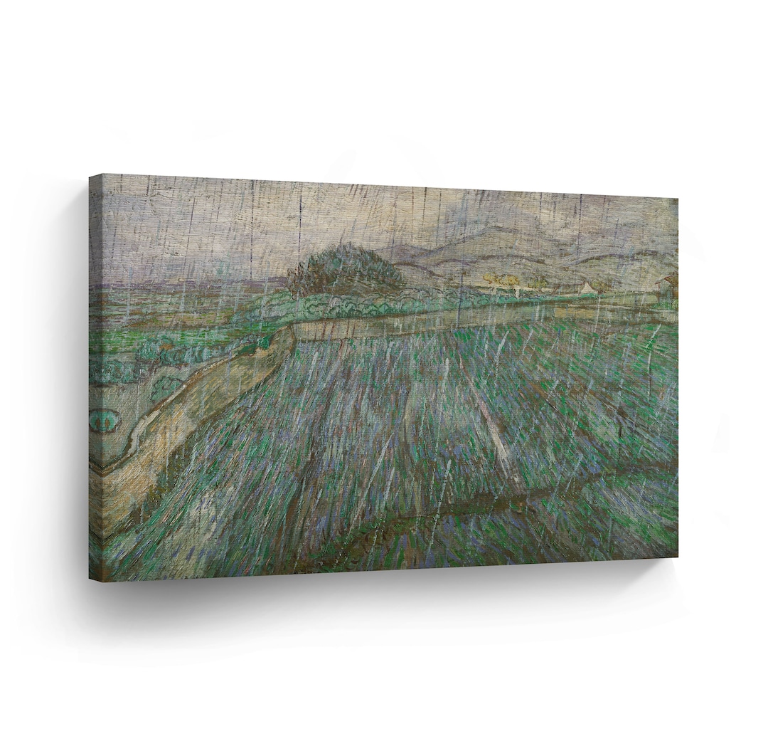 Vincent Van Gogh Rain or Enclosed Wheat Field in the Rain, 1889 Canvas ...