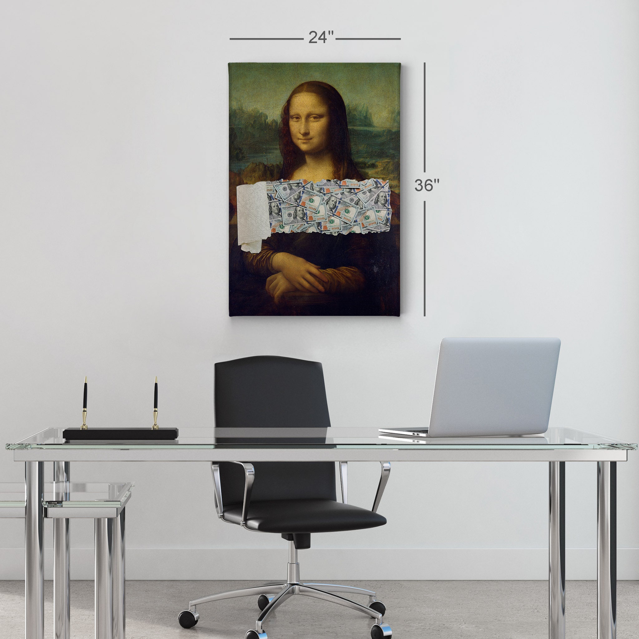 Mona Lisa Painting and 100 Dollar Money Motivational Canvas - Etsy